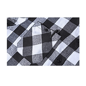 ZITY Flannel Plaid Shirt for Men Regular Fit Long Sleeve Casual Button Down Shirts Black White Gray X-Large