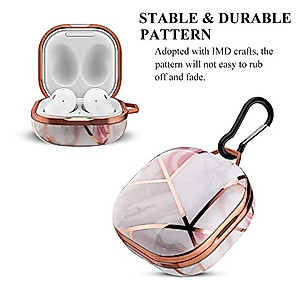Troniker Stylish Case for Galaxy Buds 2 Pro (2022)/Galaxy Buds 2 (2021)/Galaxy Buds Pro (2021)/Galaxy Buds Live (2020) for Women Girl Full Protective Hardshell Case (Pink Gold Marble)