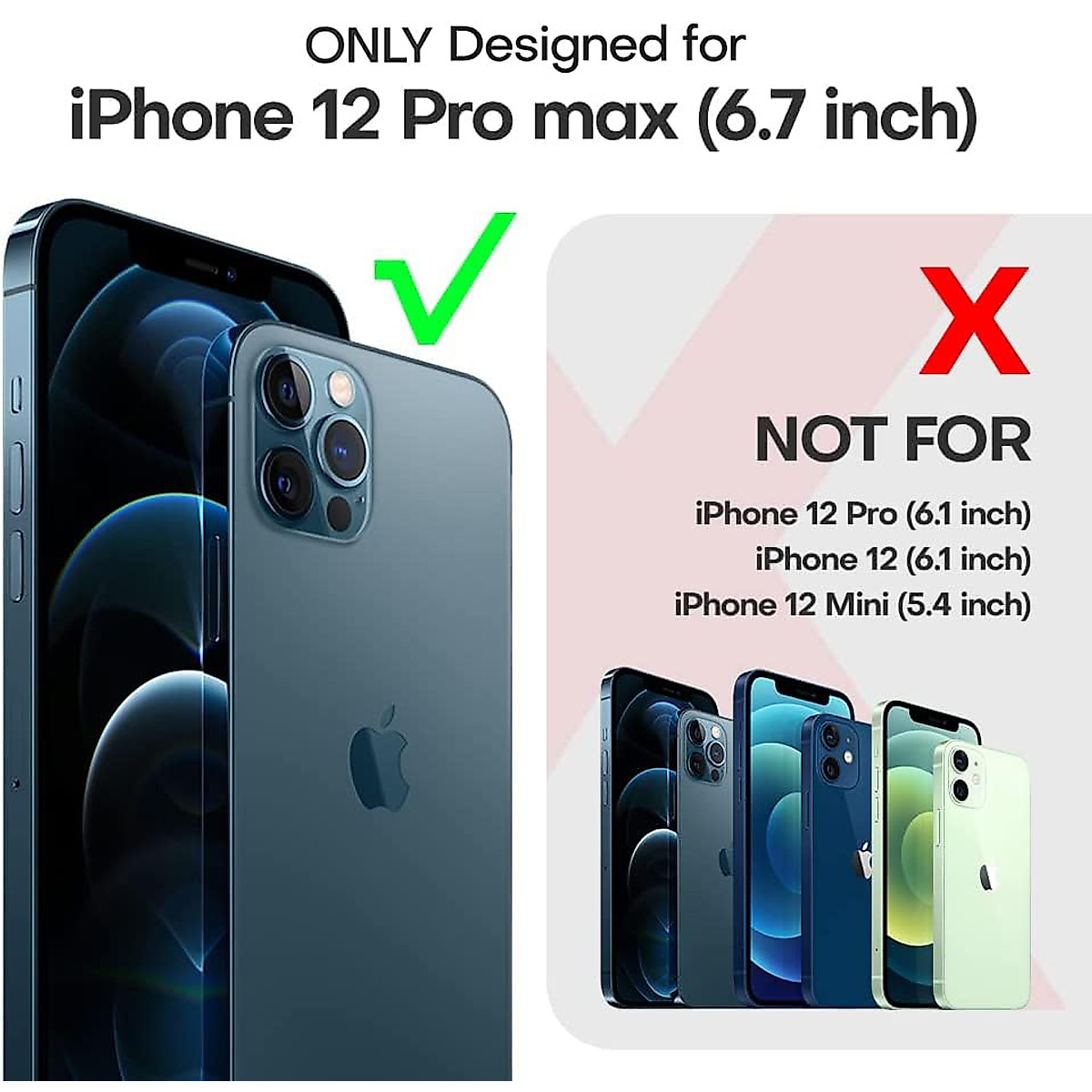 TAURI 5-in-1 Designed for iPhone 12 Pro Max Case, [Non-Yellowing] with 2 Screen Protectors + 2 Camera Lens Protectors, Shockproof Slim Phone Case 6.7 Inch, Drop Protection, Clear