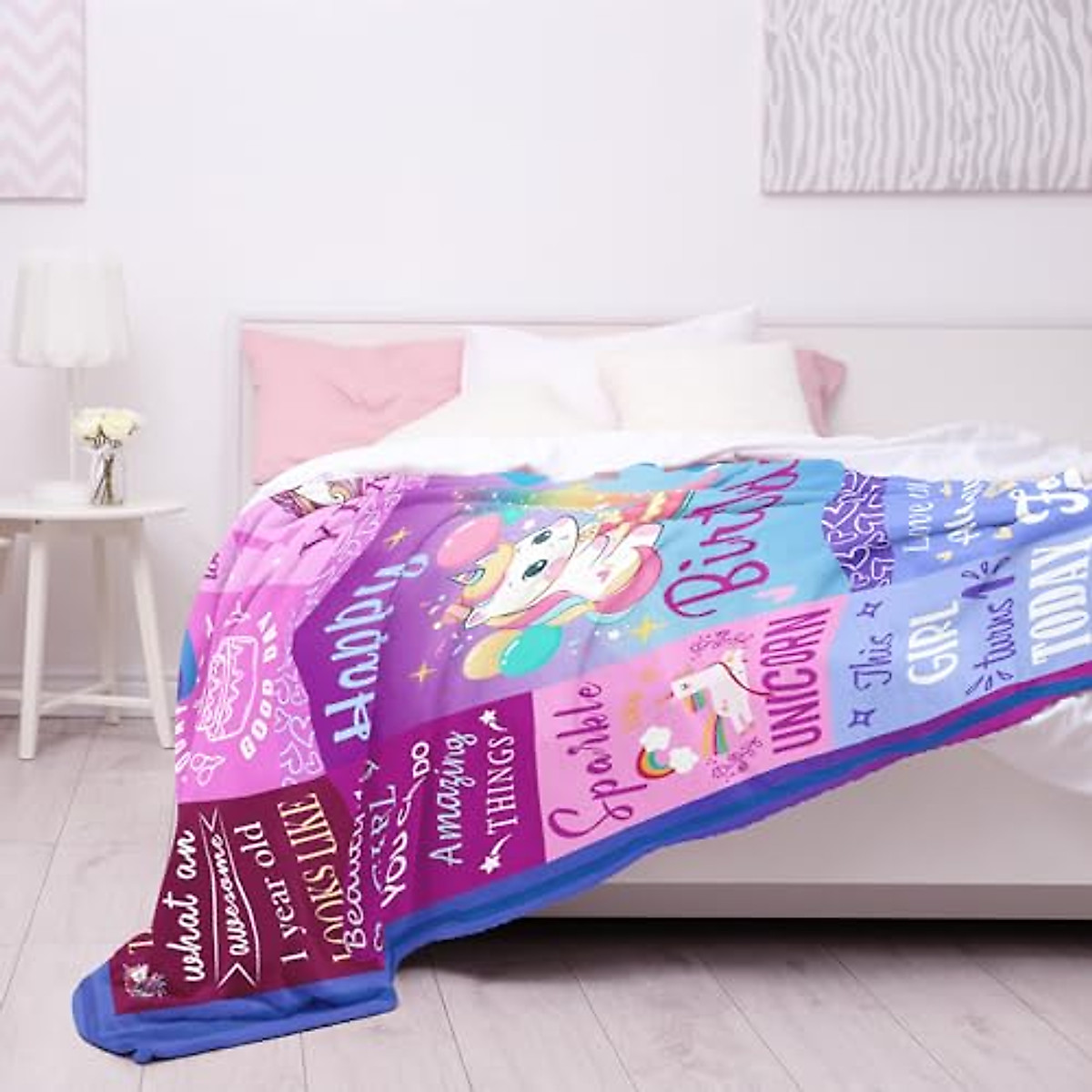 Pozevan 1 Year Old Girl Birthday Gift Blanket, 1 Year Old Girl Gifts, 1st Birthday Girl Gifts, One Year Old Girl Birthday Gifts, First Birthday Gifts for Girls, 1st Birthday Decorations Girl 50"X40"