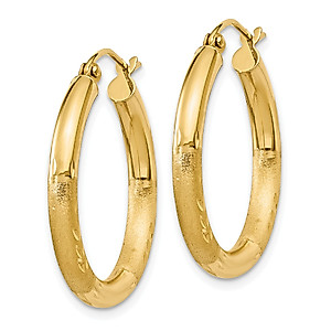 10K Solid Yellow Gold 3mm Round Small Medium Hoop Earrings
