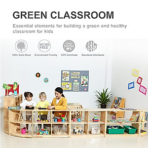 KRAND 3 Shelf Horizontal Storage Bookcase Montessori Shelf-Toy,Books,Arts,Crafts&Supplies Organizer for Kids,Toddler Furniture Daycare,Preschool,Nursery(3-Tier Cabinet)