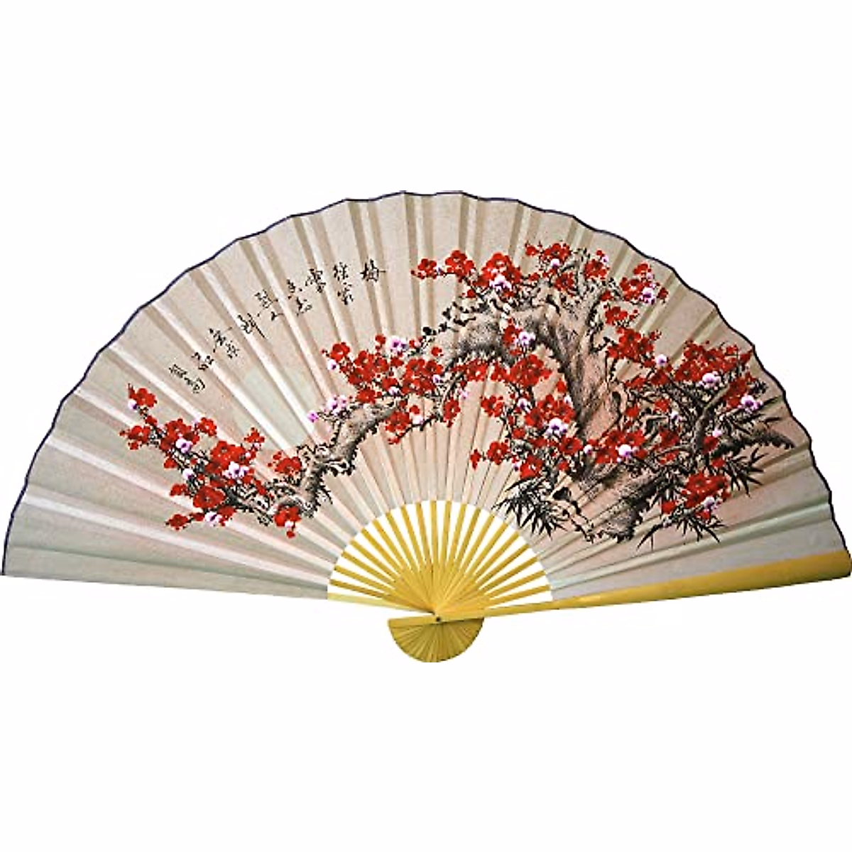 Large 60" Folding Wall Fan - Purity Blossoms - Original Hand-painted