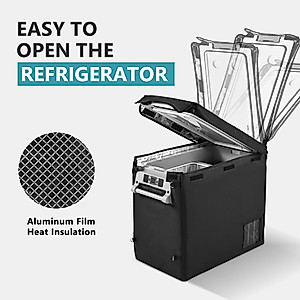 EUHOMY CF55 Insulated Protective Cover 59 Quart Car Refrigerator Insulated Transit Bag, 12 Volt Portable Refrigerator Cover 59QT Car Fridge Freezer, Black