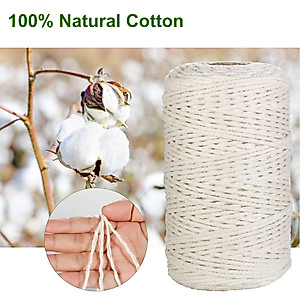 Macrame Cord, POZEAN 3mm x 220 Yards (About 200m) Cotton Rope, 100% Natural Cotton Macrame Rope for Wall Hanging,Plant Hangers,DIY Crafts Knitting,Christmas Wedding Decorative Projects(Beige Yellow)