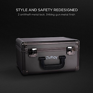 ZivPlay Graded Card Case 108 PSA Slab Capacity Graded Card Storage Box with Anti Theft Metal Locks Fits PSA BGS SGC HGA GMA CSG Trading Sports Cards Gunmetal Grey Color