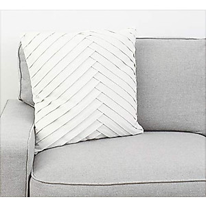 Thro by Marlo Lorenz Velvet Pillow, 1 Count (Pack of 1), Soft White