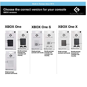 Xbox One X Wall Mount by FLOATING GRIP - Mounting Kit for Hanging Gaming Consoles - Strong & Slim Ropes - Easy-to-Install System (Bundle: Fits Xbox One X + x2 Controllers, Black)