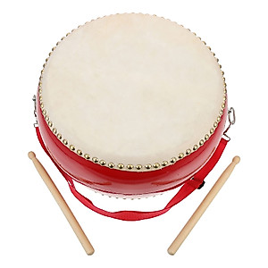 ERINGOGO 9 inch Chinese Drum, Kids Hand Drum Wooden Drum with Carry Strap and Drum Sticks, Traditional Chinese Percussion Instrument for Lion Dance, Rhythm