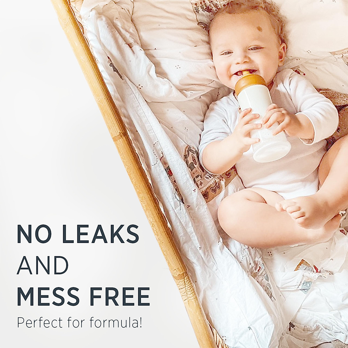 HEVEA Wide Neck Baby Glass Bottle 2-Pack Free from Plastic, BPA, and Phthalates (250 ml / 8 oz)