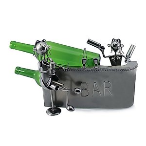 Wine Bodies Couple At the Bar Metal Wine Bottle Holder, Charcoal