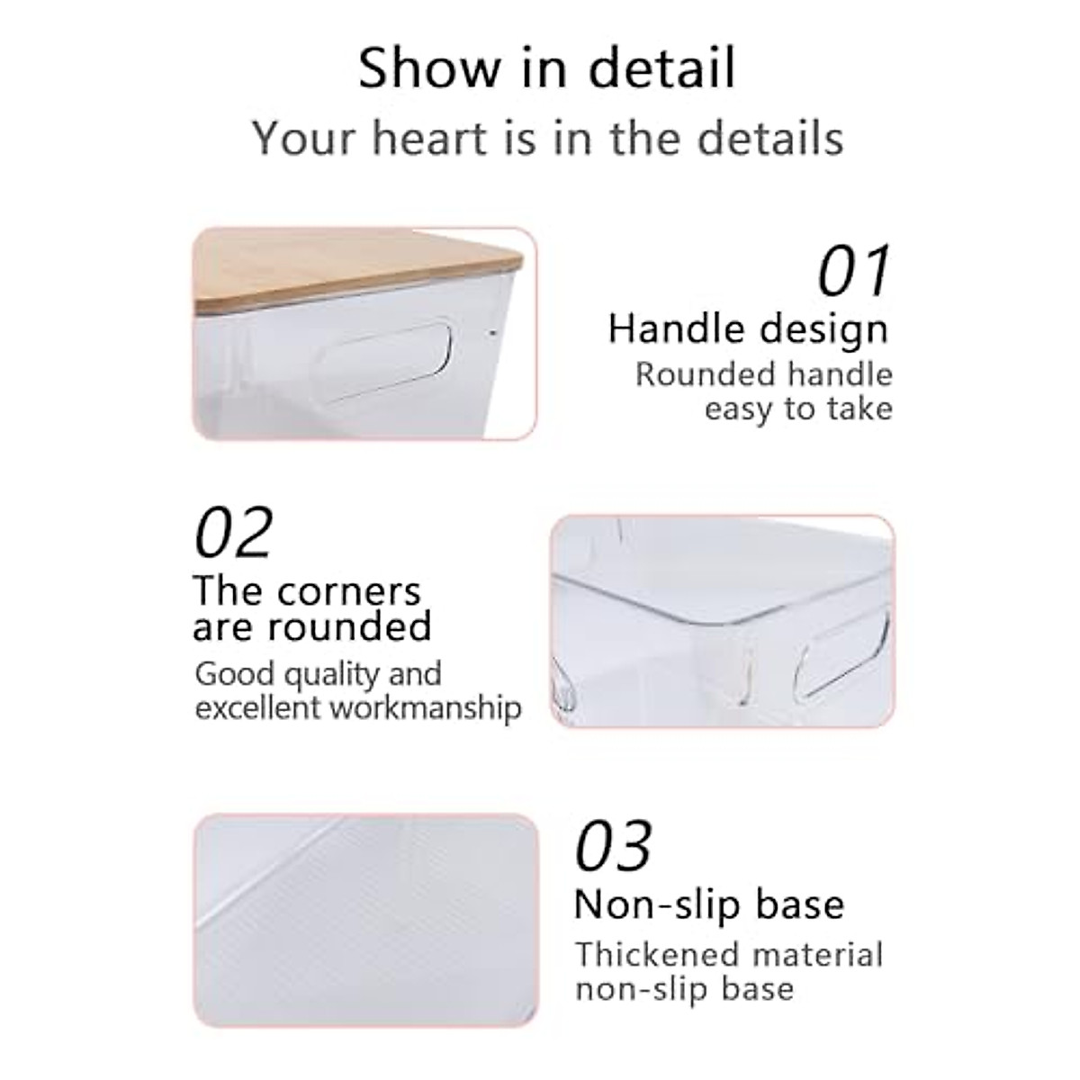 Xbopetda Onion Storage, Onion Keeper with Bamboo Lid, Transparent Acrylic Onion Storage Bin, Pantry Storage and Organization, Potato Onion Garlic Organizer Container for Kitchen Countertop - Clear