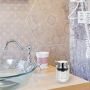 Cabilock Hand Soap Dispenser Glass Refillable Liquid Hand Soap Shampoo Dispenser Pump Bottle Lotion Hand Soap Jar Cosmetic Containers for Home Bathroom