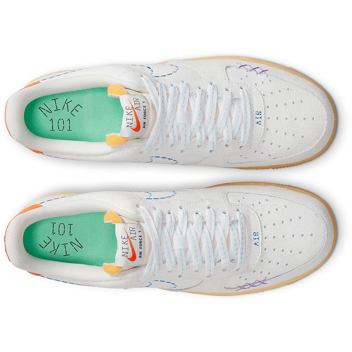 Nike mens Air Force 1 '07 LV8 shoes, Grey/University Blue/Orange, 14