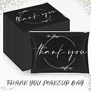 Ireer 100 Pcs Thank You Gift Makeup Bags EVA Clear Cosmetic Bag with Zipper Mini Makeup Thank You Toiletry Cosmetics Bulk Gifts for Women Birthday Daughter Sister(Black)