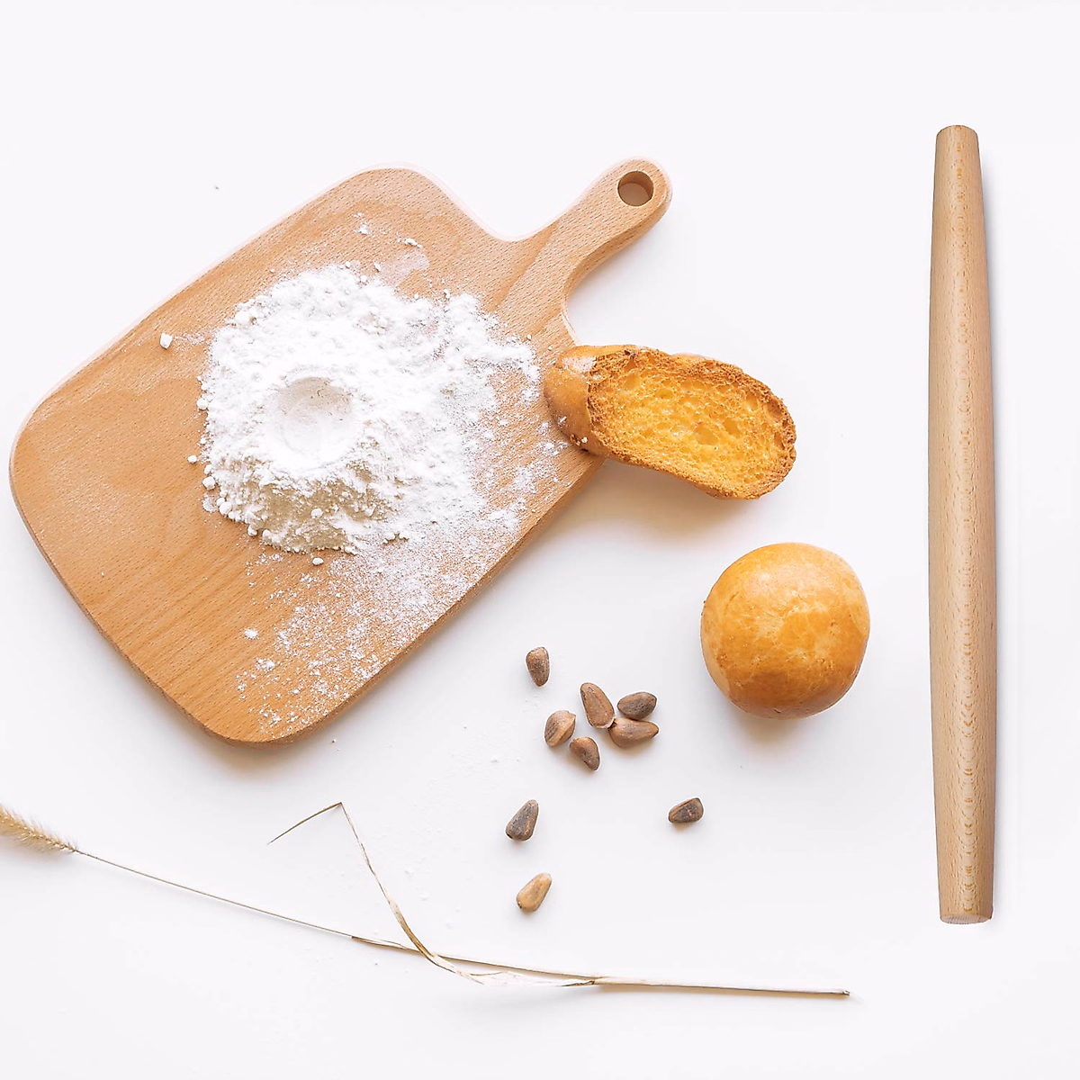 French Rolling Pin for Baking 18 Inch - Gifbera Better Wood Beech Dough Roller Baking Utensils for Pizza Bread Pastry Fondant