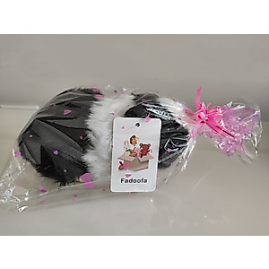 Fadoofa 8" Guinea Pig Plush Stuffed Guinea Pig Long Fur Guinea Pig Stuffed Animal Realistic Super Soft Toy Kids Gift (Black+White)