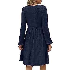 WEESO Winter Dresses for Women Long Sleeve Sweater Dresses Knee Length M A-Navy Blue