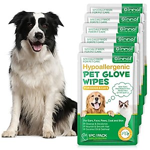 AIOBEECY Cleaning Pet Gloves Wipes for Dogs and Cats, Coconut Oil Cleaning Pet Gloves Can Nourish Fur for Puppies/Cats, Cleaning & Deodorizing Pet Gloves Wipes, Degradable Pet Wipes(Glove, 6Pcs)
