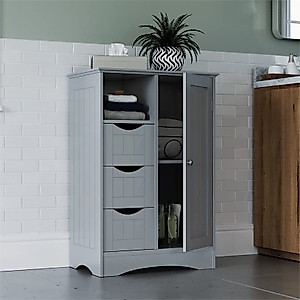 RiverRidge Ashland Collection 1 Door, 3 Drawer, Gray Floor Cabinet