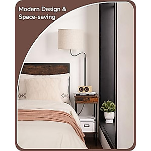 EDISHINE Floor Lamp with Table, Side Nightstand Light with 1 Drawer and 1 Shelf, Bedside Shelf Floor Lamp, Small End Table with Reading Lamp for Living Room Bedroom, Den