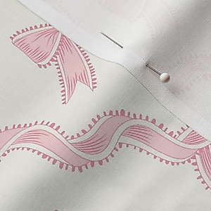 Spoonflower Fabric - Pink Bow Ribbon Trellis Pastel Baby Grandmillennial Chinoiserie Printed on Petal Signature Cotton Fabric by The Yard - Sewing Quilting Apparel Crafts Decor