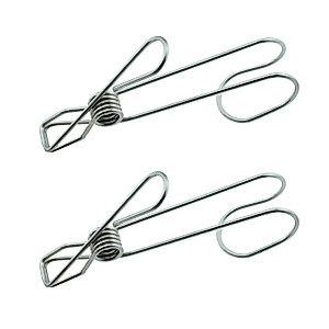 SQXBK 24PCS 95mm Hanging Universal Clip Clothes Clip Chip Clip Opening Clip Silver Stainless Steel No Rust Spot Strong Grip Long Tail Clip for Kitchen Bathroom Office