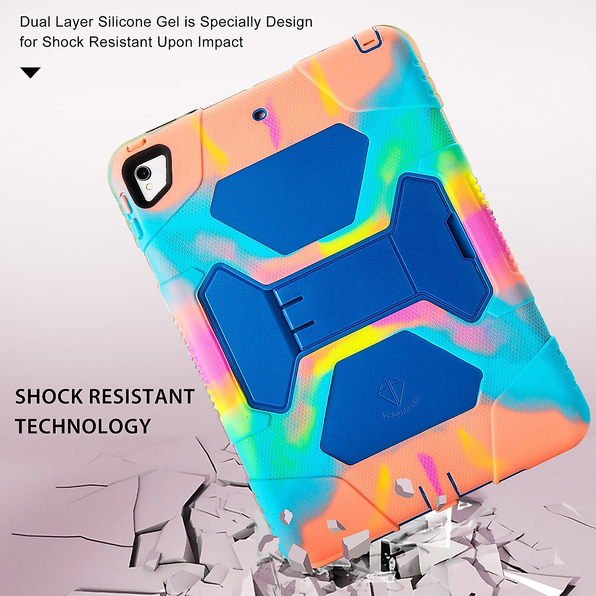 iPad Air 10.5" 2019/iPad Pro 10.5 2017 Case ACEGUARDER Ultra Protective Rugged Cover with Kickstand for Kids Shockproof Impact Resistant - Icecream/Blue