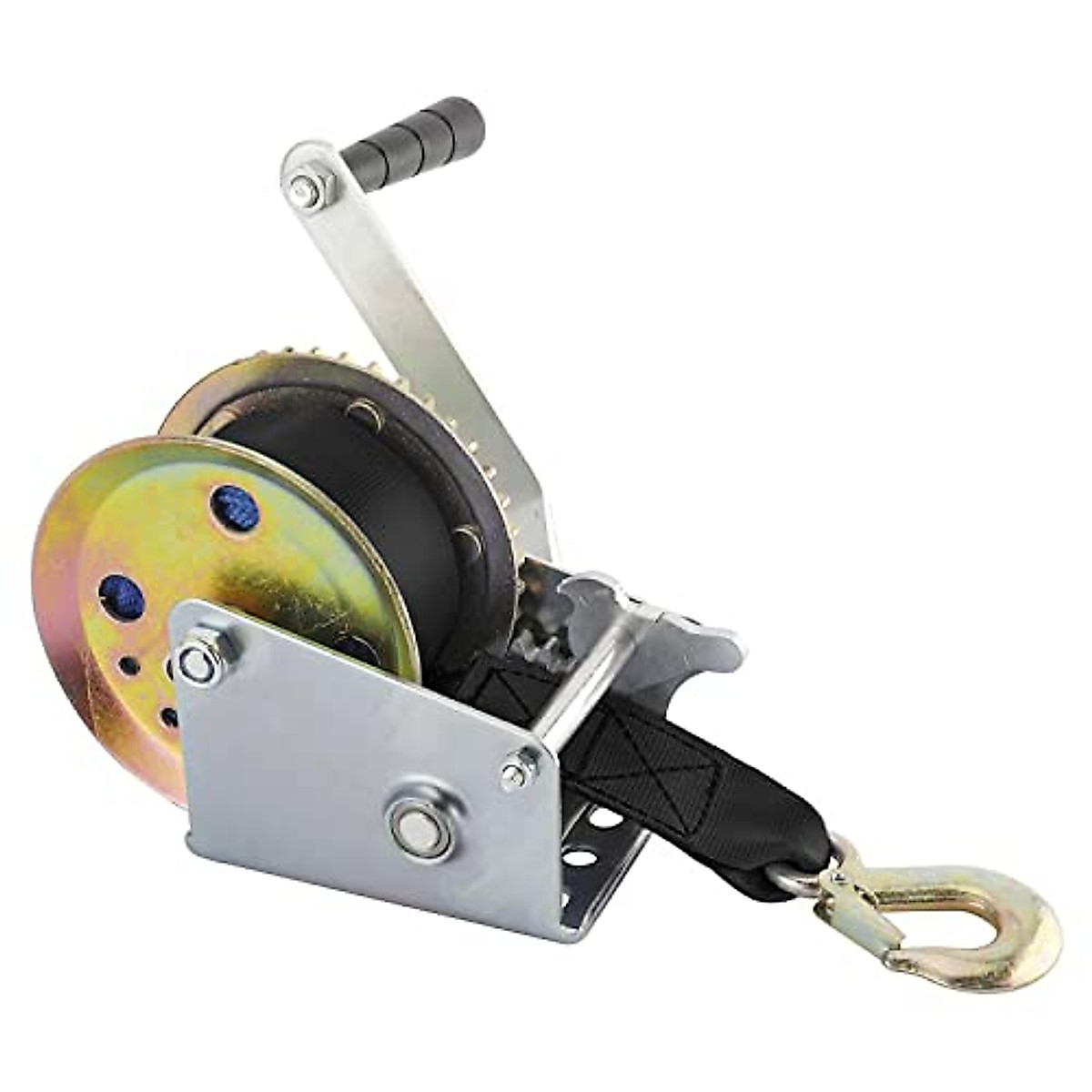 8MILELAKE Heavy Duty 1000lbs Hand Winch Crank Strap Gear Winch for Trailer Boat ATV