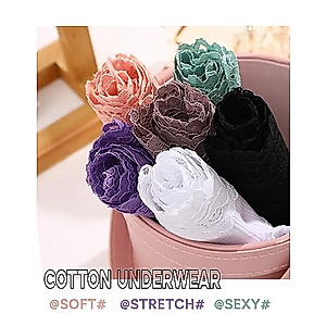 FINETOO Womens Cotton Underwear Sexy Lace Hipster Panties Soft Breathable Cotton Brazilian Bikini Ladies 6 Pack(6BM)