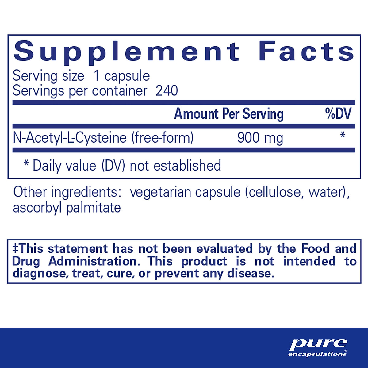 Pure Encapsulations NAC 900 mg - N-Acetyl Cysteine Amino Acid Supplement for Lung & Immune Support, Liver & Antioxidants* - 240 Capsules