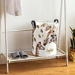 Large Storage Love Giraffe Tall Collapsible Laundry Basket Hamper for Dirty Cloth Toys Foldable for Bedroom Bathroom