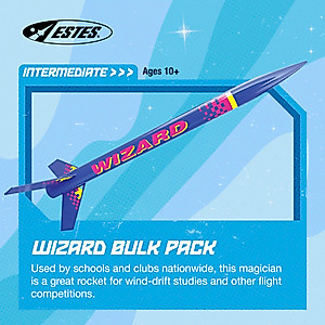 Estes - 1754 Wizard Flying Model Rocket Bulk Pack (Pack of 12) | Intermediate Rocket Kit | Step-by-Step Instructions | Science Education Kits | Great for Teachers, Youth Group Leaders and Birthdays