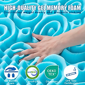 BreezeRest Mattress Topper Twin Size 3 Inch Zoned Gel Memory Foam with Bonus Breathable Cover,Air Flow Design US and Euro Certified