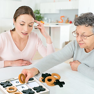 Keeping Busy Tic Tac Toe Wooden Game with Templates - Dementia Activities for Seniors – Alzheimers Activities for Dementia Patients - Busy Boxes for Dementia Patients - Big Matching Games for Adults