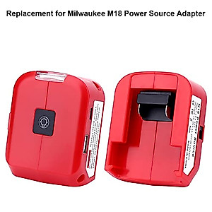 Elefly M18 Dual USB Charger Adapter Replacement for Milwaukee M18 Power Source 49-24-2371 with LED Work Light, Compatible with Milwaukee M18 Battery 48-11-1850 48-11-1862 48-11-1820