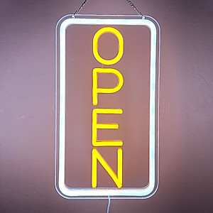 Neon Open Sign, Open Sign Led, 9" x 16" Dimmable Open Sign, Ultra Bright Open Signs for Business, USB Powered Led Light Sign for Party Bar Stores Wall Decor