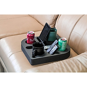 Polar Whale Couch Drink Holder Durable Black Foam Stylish Refreshment Tray for Sofa Bed Floor Car RV Lounge TV Room 5 Compartments 13.75 Inches Wide