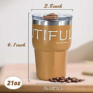 CHLJAR 21 oz Travel Mug, Insulated Tumbler with Lid and Straw, Double Wall Vacuum Insulated, Reusable Coffee Cup for Coffee, Tea and Drinks, Orange