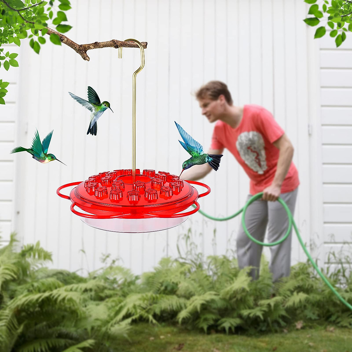 2 PCS Hanging Hummingbird Feeders,Leak-Proof,The Moat,Easy to Clean and Fill,Garden Hummingbirds Feeder for Outdoor,Deck,Patio,Wild Bird Feeder