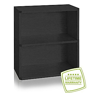 Way Basics Webster 2 Tier Bookshelf Display Storage and Organizer (Tool-Free Assembly and Uniquely Crafted from Sustainable Non Toxic zBoard Paperboard) Black, 12D x 22.8W x 24.7H in