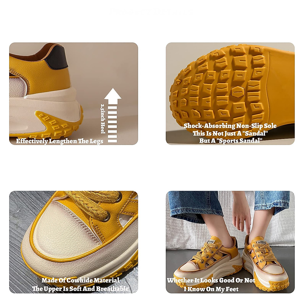 SOLPNOW Women's Leather Breathable Hollow Casual Sneakers,Lace Up Non-Slip Shock Absorbing Heighten Running Sneakers (White,7)