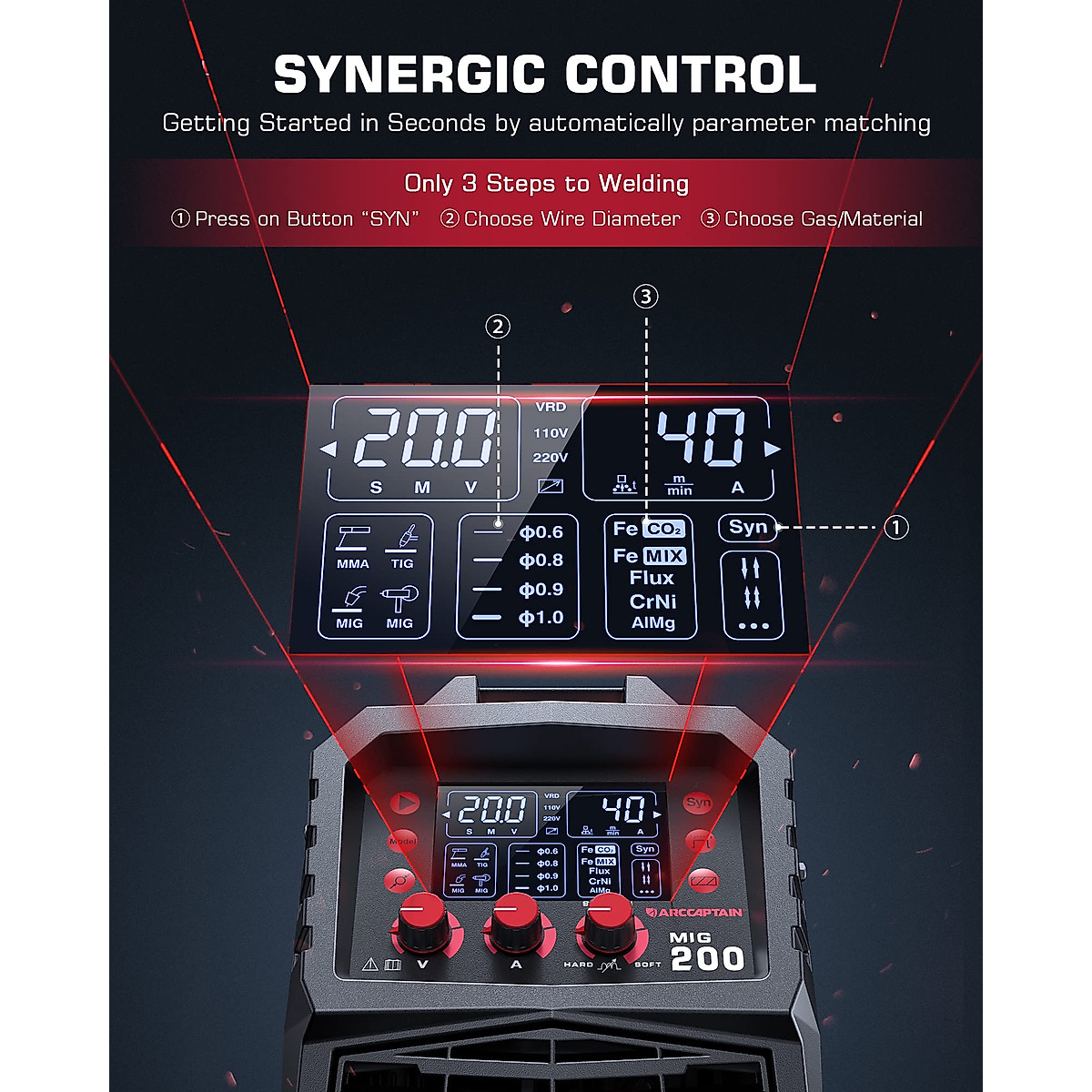 ARCCAPTAIN MIG200 Welder & Flux Core Wire .030"