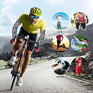 Dussdil Vintage Rose Leaves Gardening Arm Sleeves Farmers UV Sun Protection Cooling Arm Sleeves for Garden Farm Women Men with Thumb Hole