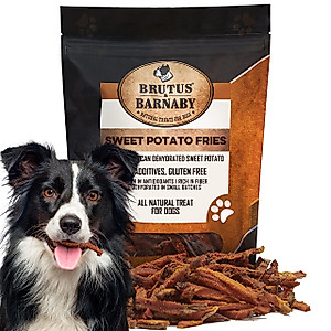 BRUTUS & BARNABY Sweet Potato Dog Treats- No Additive Dehydrated Sweet Potato Fries, Grain Free, Gluten Free and No Preservatives Added (14 oz)