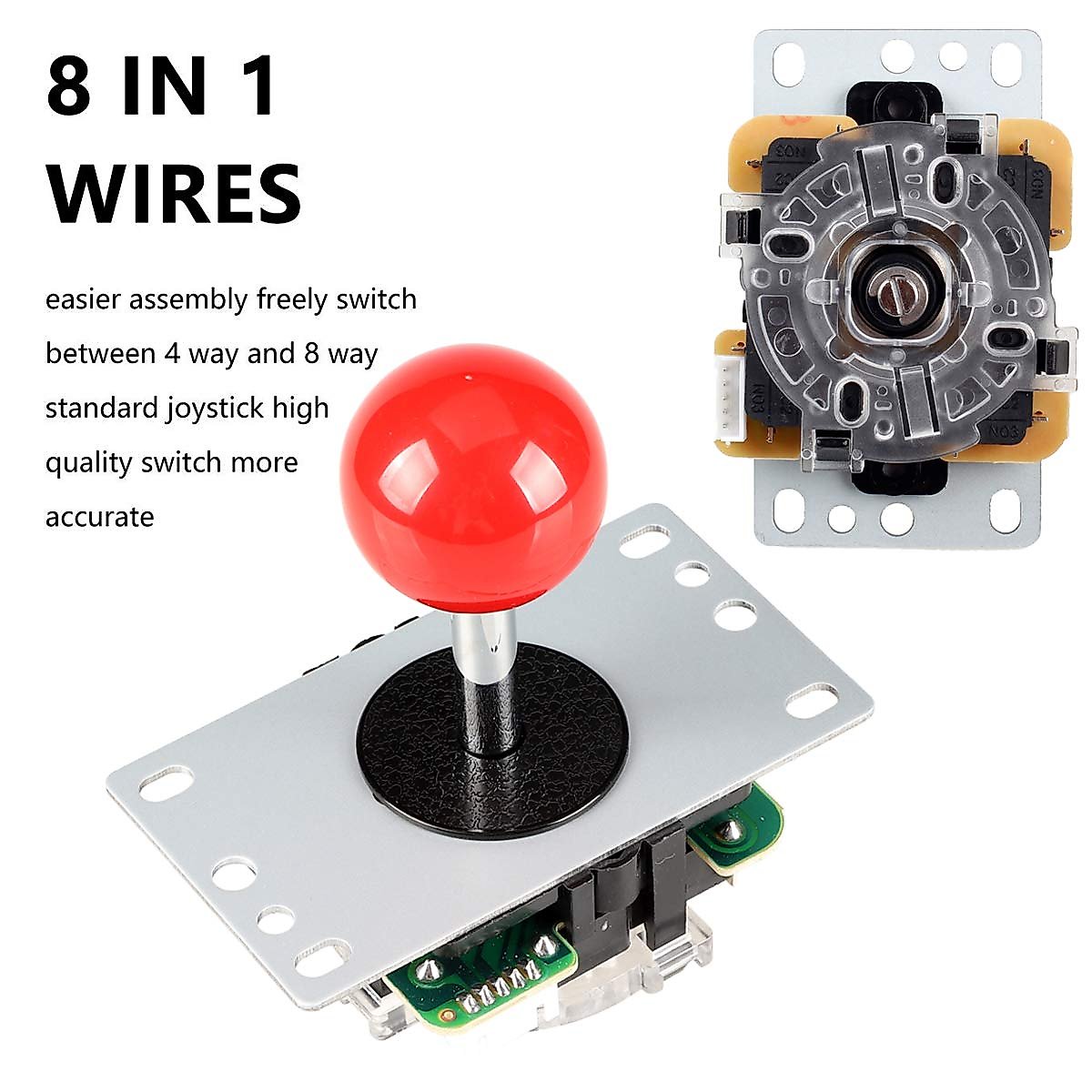 Avisiri 2 Player Arcade Joystick DIY Kit 2 x 8 way Joystick + 20x Chrome LED Arcade Buttons Game Kit for PC Raspberry Pi Video Games (Red-Blue Kits)