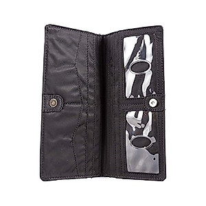Big Skinny Women's Executive Leather Bi-Fold Checkbook Slim Wallet, Holds Up to 40 Cards, Black