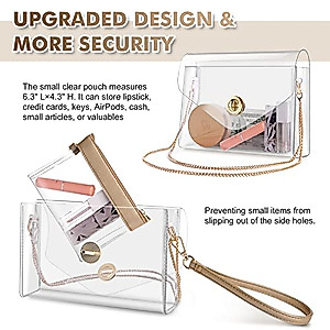 Youshuo Clear Purse for Women Stadium Approved, Clear Crossbody Bag, 2PCS Cute Purses with Chain & Wristlet for Sports Prom Concert Party Present