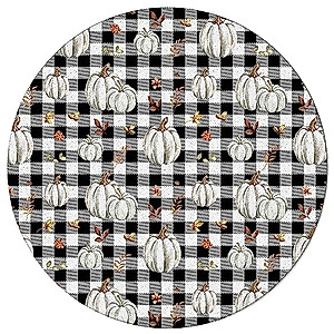 Plaid Pumpkin Large Area Rugs Carpet 5 Feet for Bedroom Living Room,Accent Throw Kitchen Hallway Bathroom Runner Rug Low Pile Entryway Door Mat Floor Doormat,Fall Thanksgiving Buffalo Plaid Leaves