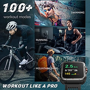 Smart Watch for Men with Bluetooth Call, Alexa Built-in1.8'' Rugged Military Smartwatch, 100+ Workouts SpO2 Heart Rate Monitor Sleep Step Counter IP68 Waterproof Activity Trackers for Android iPhone